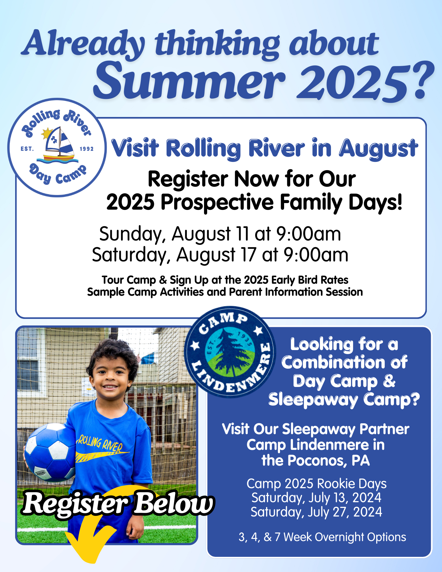Enroll for Summer 2025 - Rolling River Day Camp
